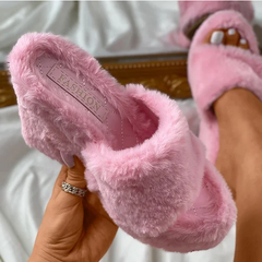 Susiecloths Round Toe Fluffy Wedge Slippers – Oshnow