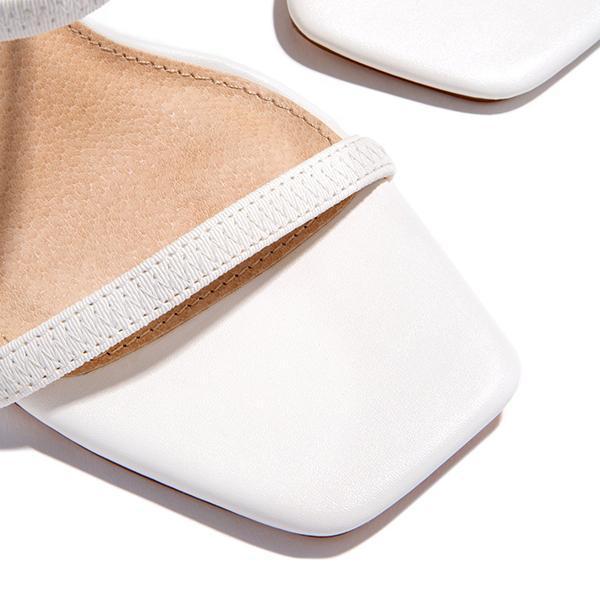 Elastic Straps Squared Toe Chunky Heels